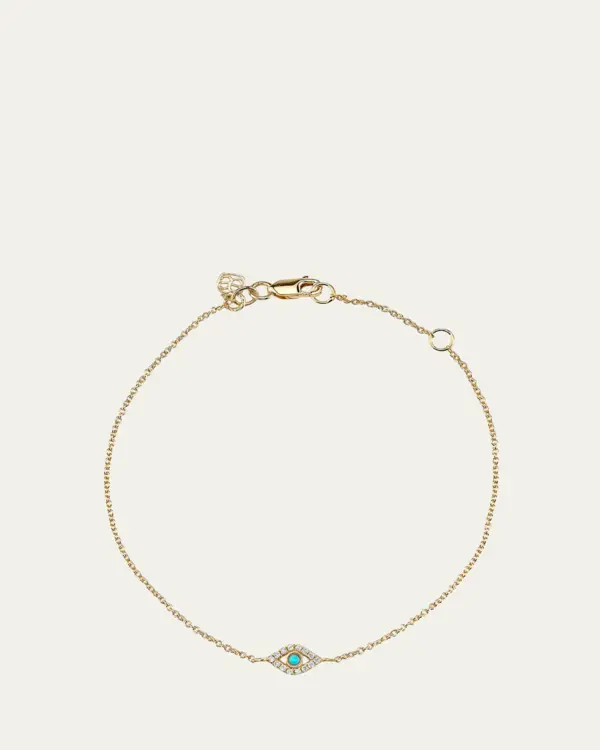 SYDNEY EVAN Small Diamond Evil Eye Bracelet - Turquoise