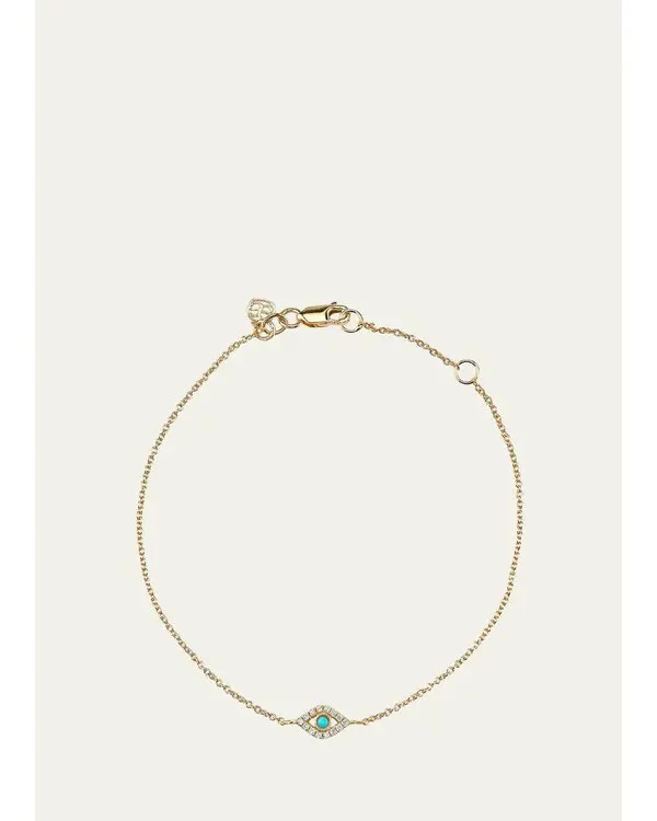 SYDNEY EVAN Small Diamond Evil Eye Bracelet - Turquoise