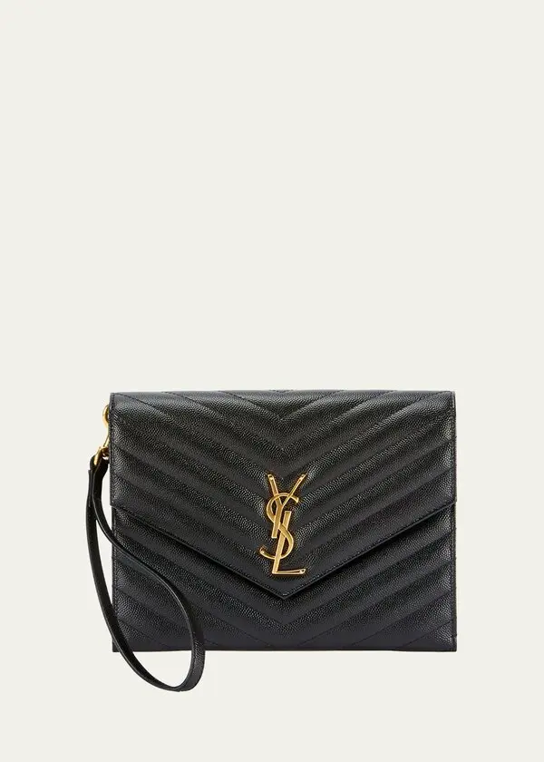Saint Laurent Monogram Flap Clutch - Black