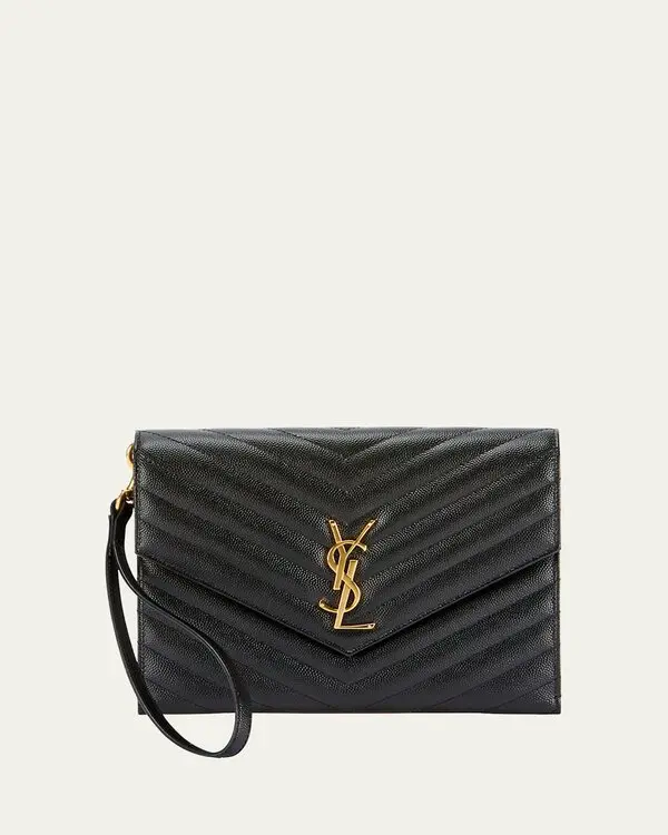 Saint Laurent Monogram Flap Clutch - Black