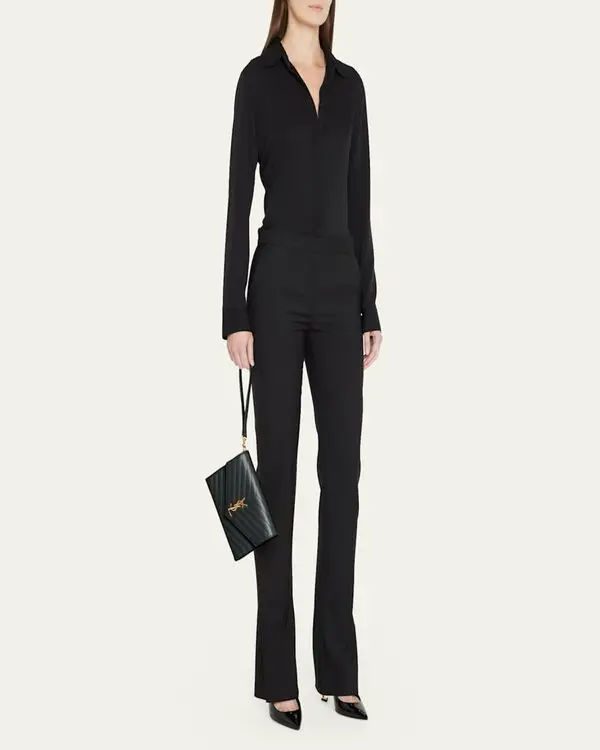 Saint Laurent Monogram Flap Clutch - Black