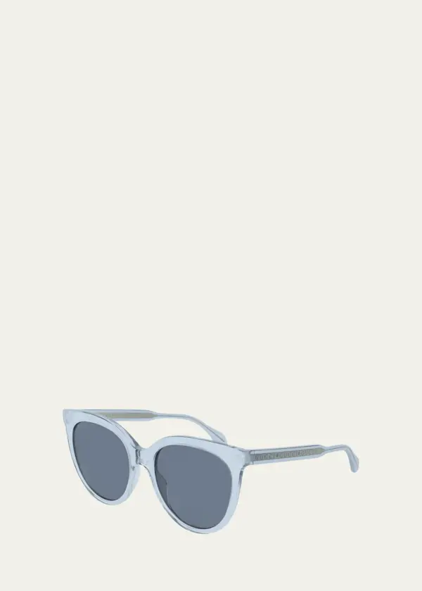 Gucci Colorblock Acetate Cat Eye Sunglasses In Light Blue  display picture 1