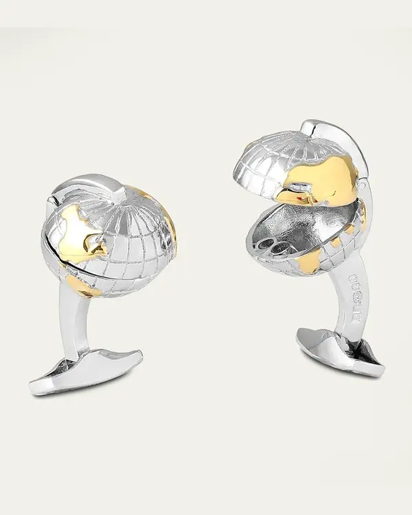 Tateossian Hinged Oceanic Globe Cufflinks