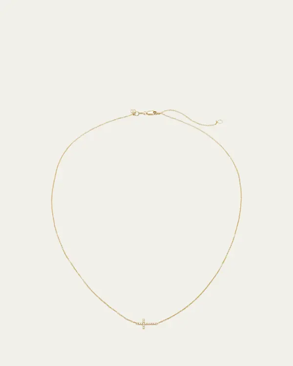 SYDNEY EVAN Small Pave Diamond Cross Necklace