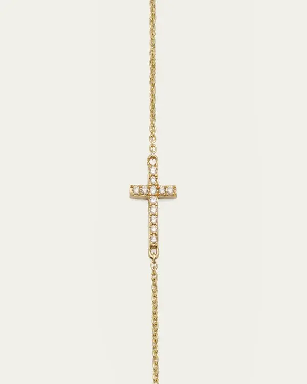 SYDNEY EVAN Small Pave Diamond Cross Necklace