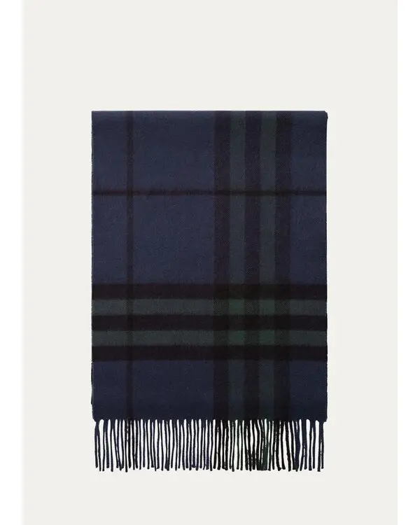 Burberry Giant Check Cashmere Scarf - Blue Multi