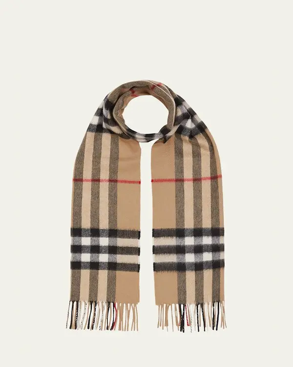 Burberry Giant Check Cashmere Scarf - Dark Beige