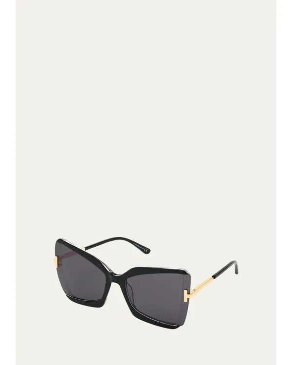 TOM FORD Gia Semi-rimless Butterfly Sunglasses - Beige