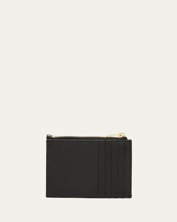 Saint Laurent Monogram Small Ziptop Card Case In Grained Leather - Black