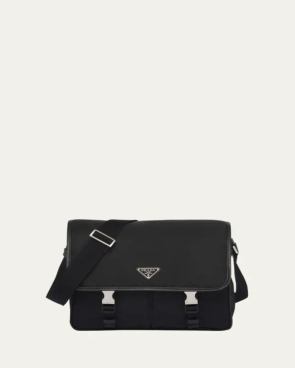 Prada Nylon And Leather Crossbody Bag - Nero