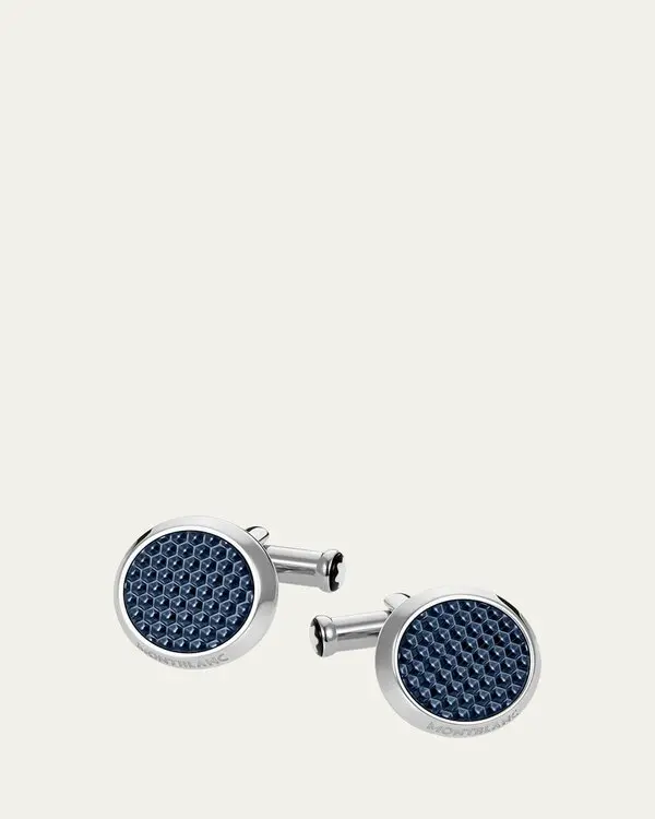 Montblanc Meisterstuck Cufflinks W/ Hexagonal Inlay - Blue