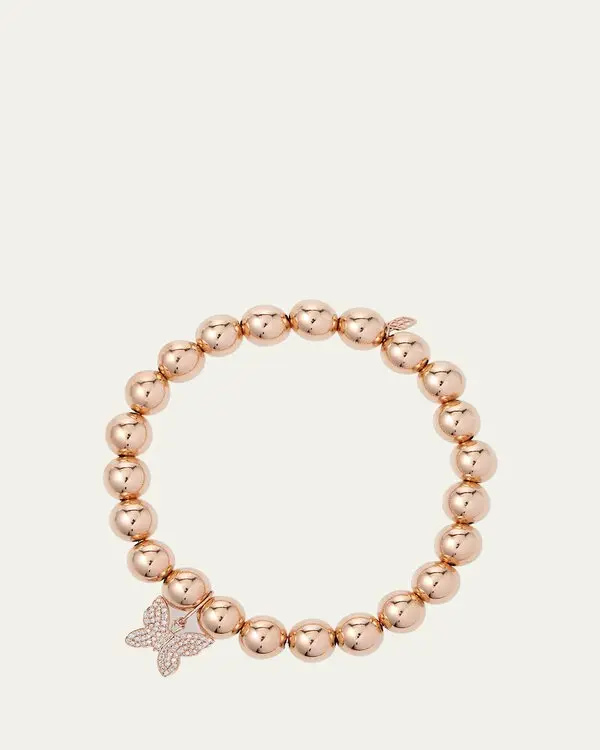 SYDNEY EVAN 14k Diamond Butterfly Bead Bracelet - Rose Gold