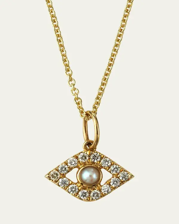 SYDNEY EVAN 14k Diamond, Pearl, And Evil Eye Necklace - Gold