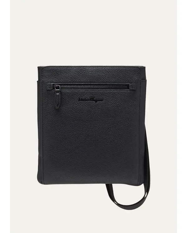 FERRAGAMO Firenze Flat Leather Crossbody Bag