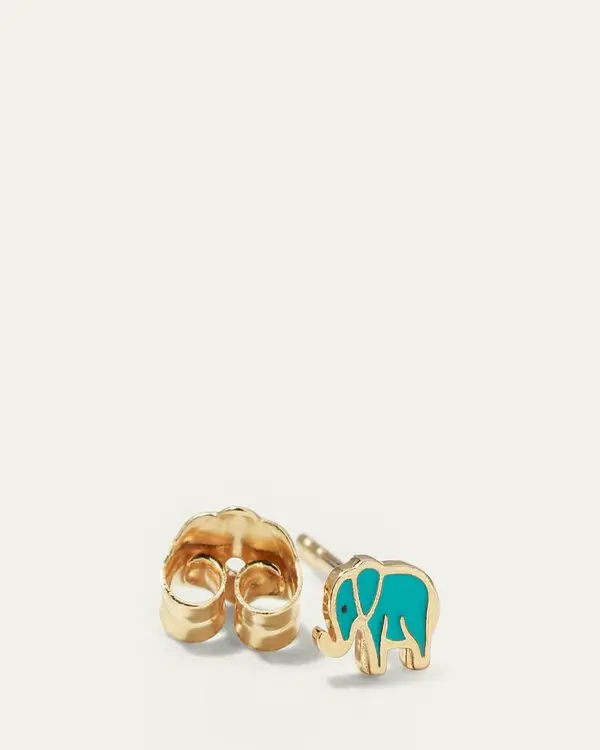 SYDNEY EVAN 14k Mini Elephant Enamel Single Stud Earring - Yellow Gold