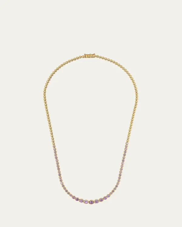 JENNIFER MEYER 18k Yellow Graduated Pink Sapphire Tennis Necklace - Gold