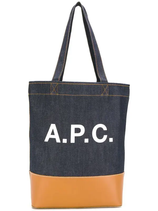 A.p.c. Logo Print Denim Tote