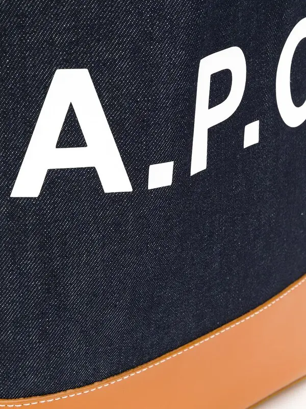 A.p.c. Logo Print Denim Tote
