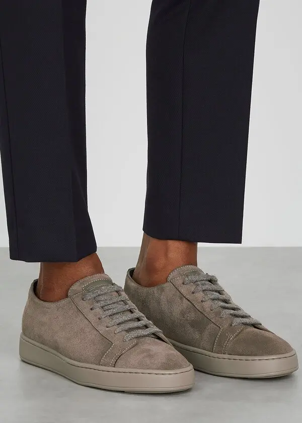 Santoni Taupe Suede Sneakers