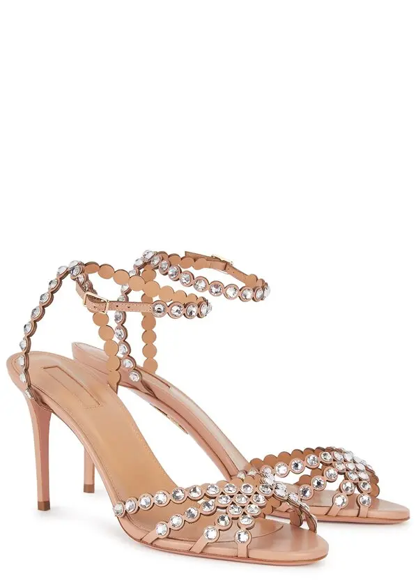 AQUAZZURA Tequila 85 Blush Leather Sandals