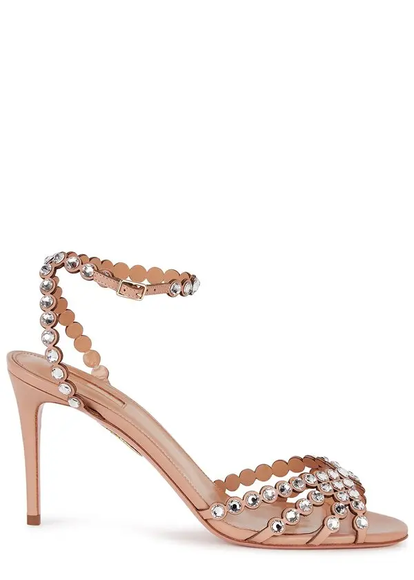 AQUAZZURA Tequila 85 Blush Leather Sandals