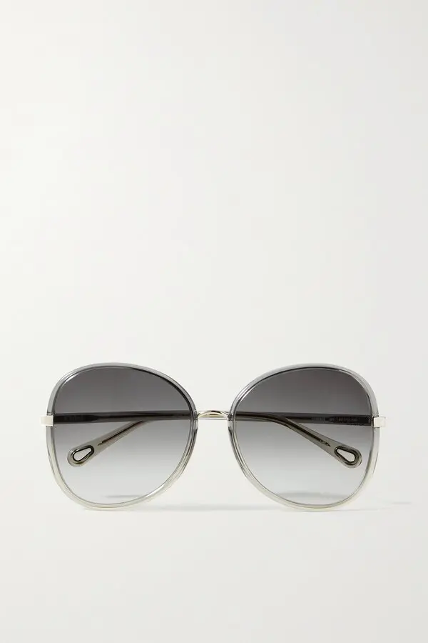 Chloé Franky Oversized Round-frame Acetate And Gold-tone Sunglasses