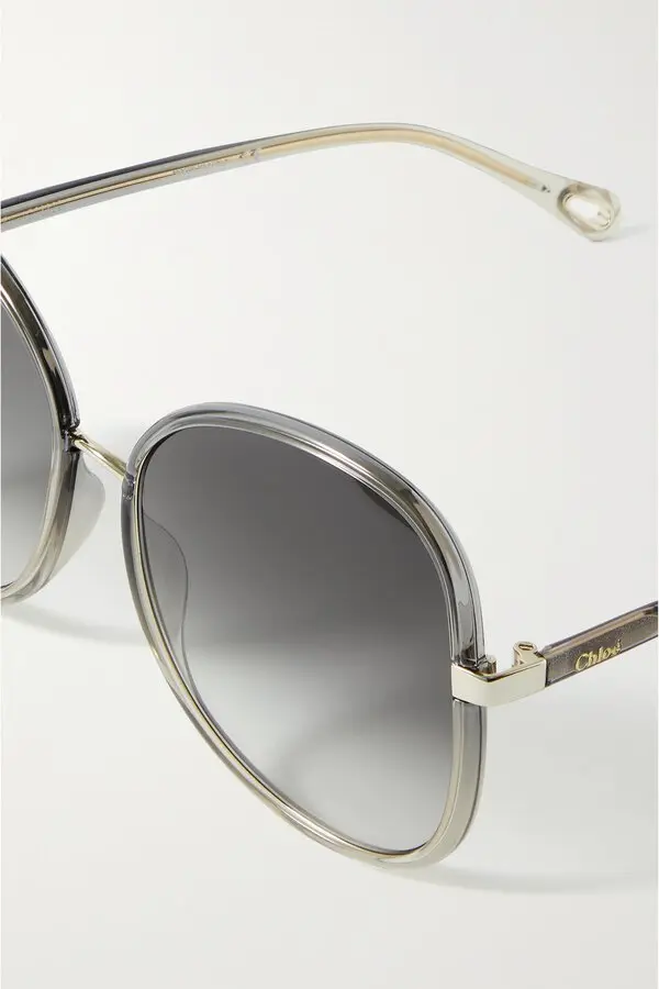 Chloé Franky Oversized Round-frame Acetate And Gold-tone Sunglasses