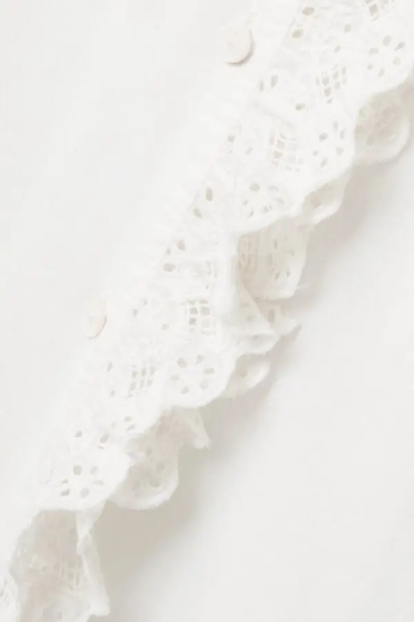 NILI LOTAN Leanne Lace-trimmed Cotton-voile Top