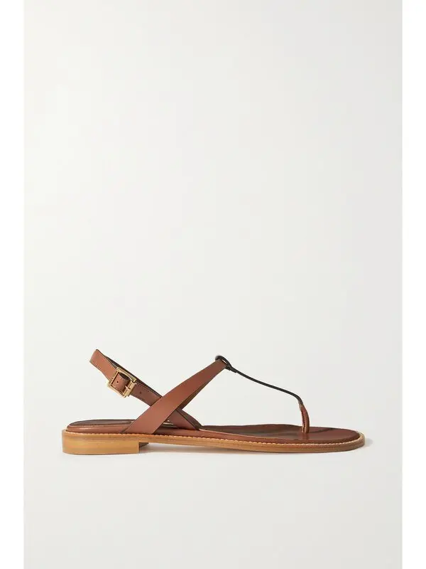 Manolo Blahnik Hata Leather Slingback Sandals - Brown
