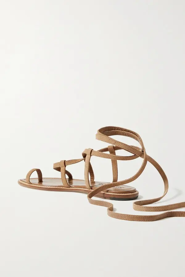 Manolo Blahnik Primathi Lace-up Suede Sandals