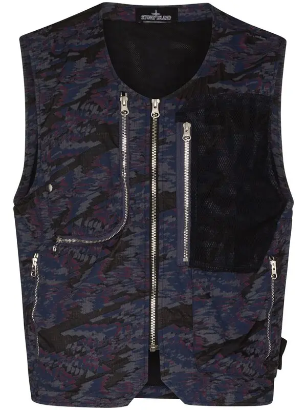 Stone Island Abstract-print Utility Gilet - Purple