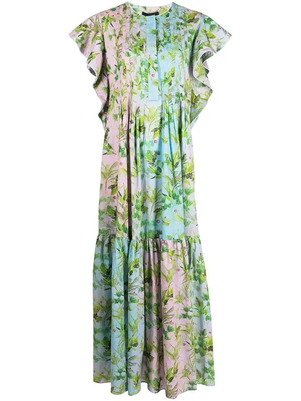 Cynthia Rowley Nairobi Tropica-Print Kaftan Dress In Green - 39% Off |  Editorialist