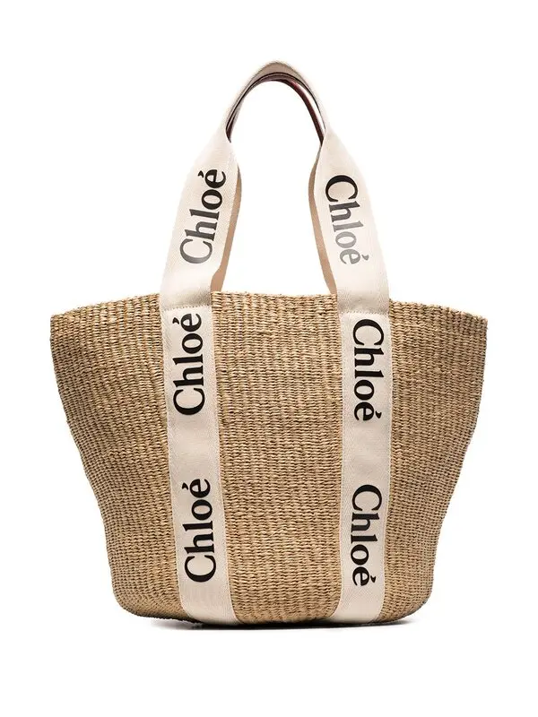 Chloé Large Woody Basket Tote - Neutrals