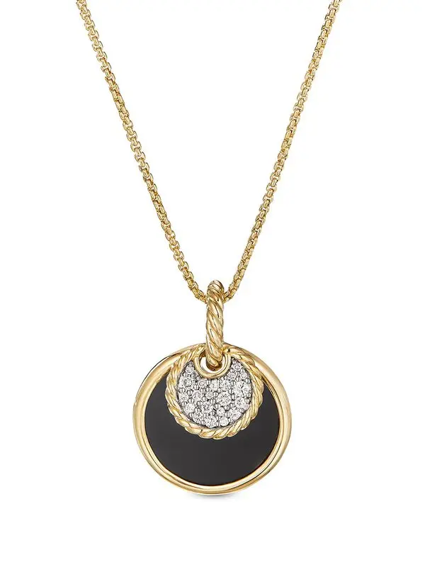 David Yurman 18kt Yellow Dy Elements Convertible Onyx And Diamond Necklace - Gold