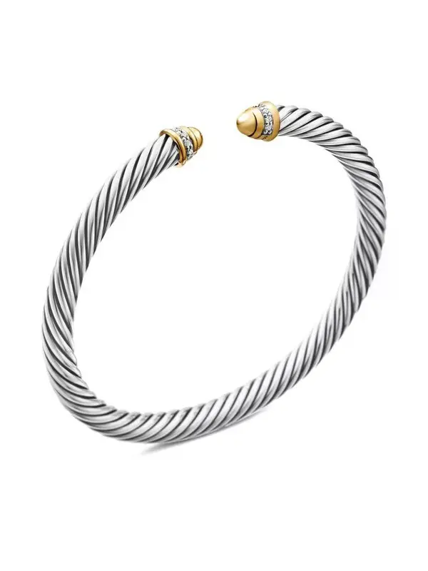 David Yurman 18kt Yellow Gold And Sterling Diamond Bracelet - Silver