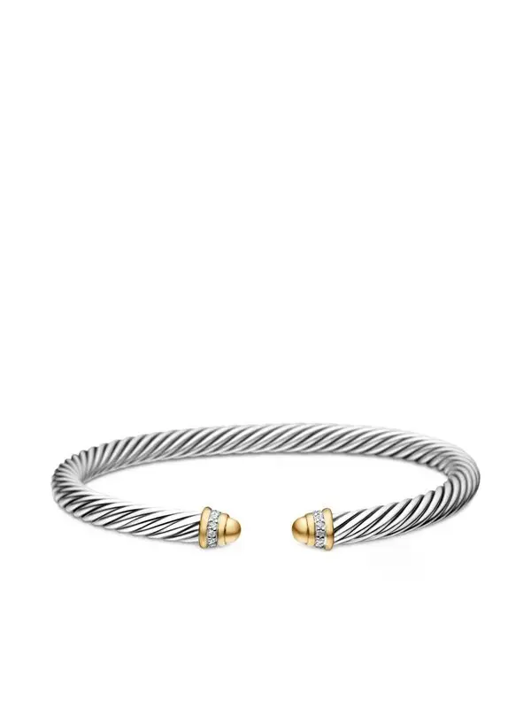David Yurman 18kt Yellow Gold And Sterling Diamond Bracelet - Silver