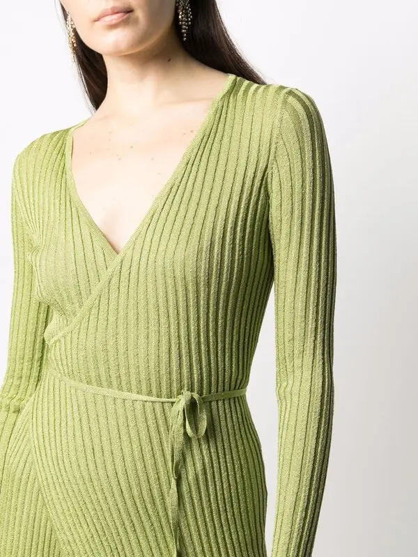 Antonella Rizza Ribbed-Knit Wrap Dress In Green - 20% Off | Editorialist