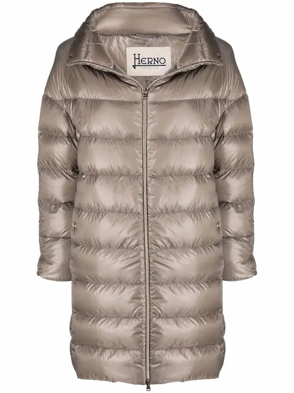 Herno Down-feather Mid-length Coat - Neutrals