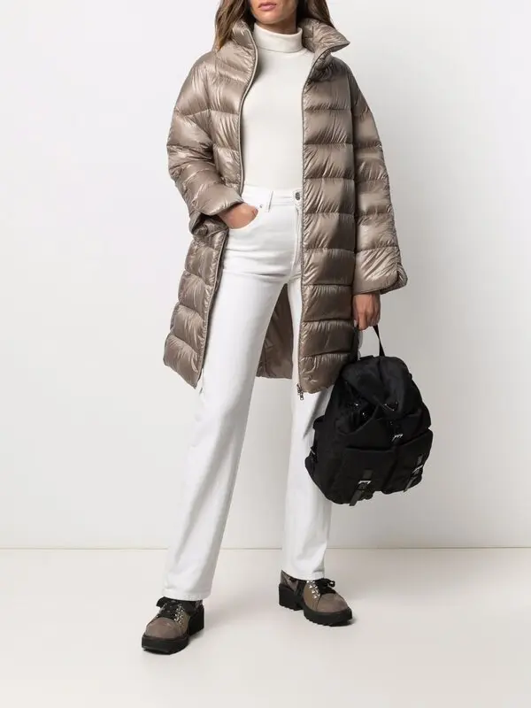 Herno Down-feather Mid-length Coat - Neutrals