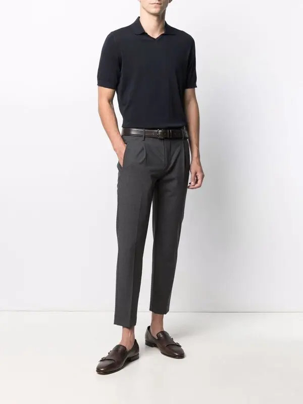 DRUMOHR Short-sleeve Knit Polo Shirt - Blue