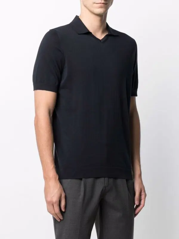 DRUMOHR Short-sleeve Knit Polo Shirt - Blue