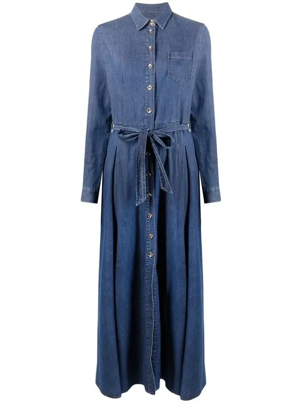 Philipp Plein Denim Maxi Shirt Dress