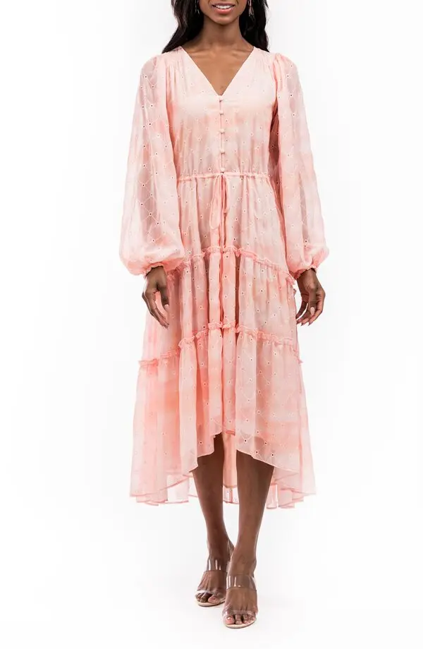 strapless open back dress Anita Linen Wrap Front Midi Dress in Natural – Pink Haley main image 0