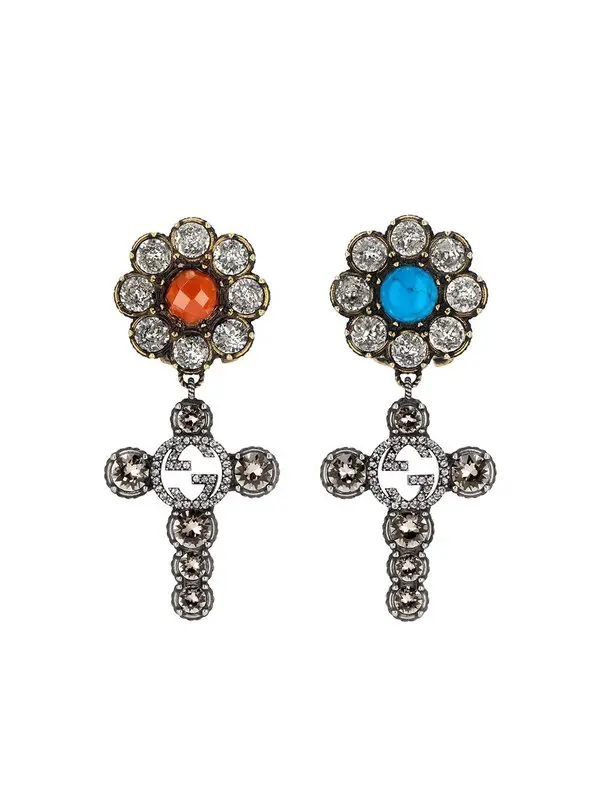 Gucci Interlocking G Cross Drop Earrings