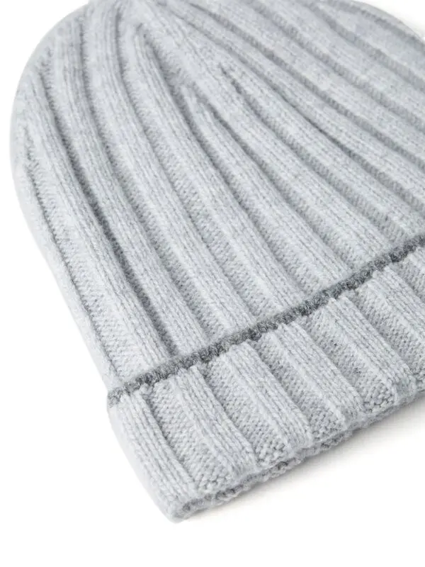 Brunello Cucinelli Ribbed Cashmere Beanie - Grey