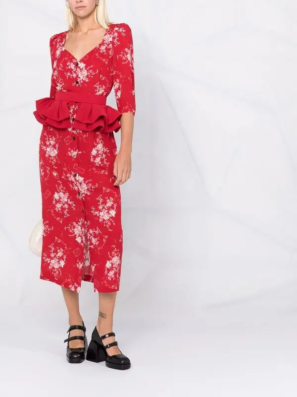 ULYANA SERGEENKO Floral Print Midi Dress