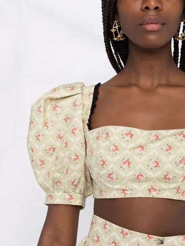 ULYANA SERGEENKO Floral-print Cropped Top