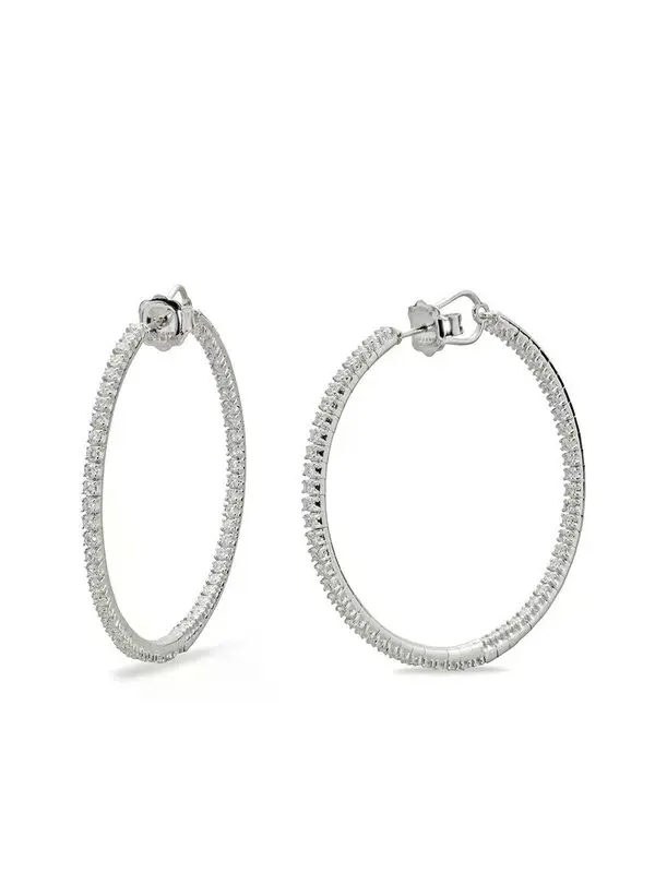 MATTIA CIELO 18kt White Gold And Titanium Rugiada Diamond Hoop Earrings - Silver