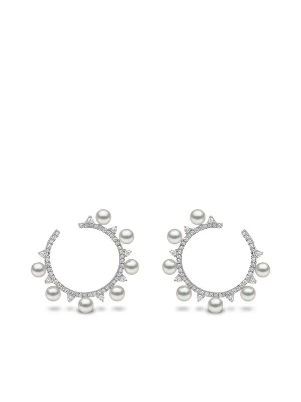 Yoko London 18kt White Gold Akoya Pearl And Diamond Hoop Earrings - Silver