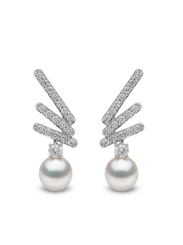 Yoko London 18kt White Gold Akoya Pearl And Diamond Earrings - Silver